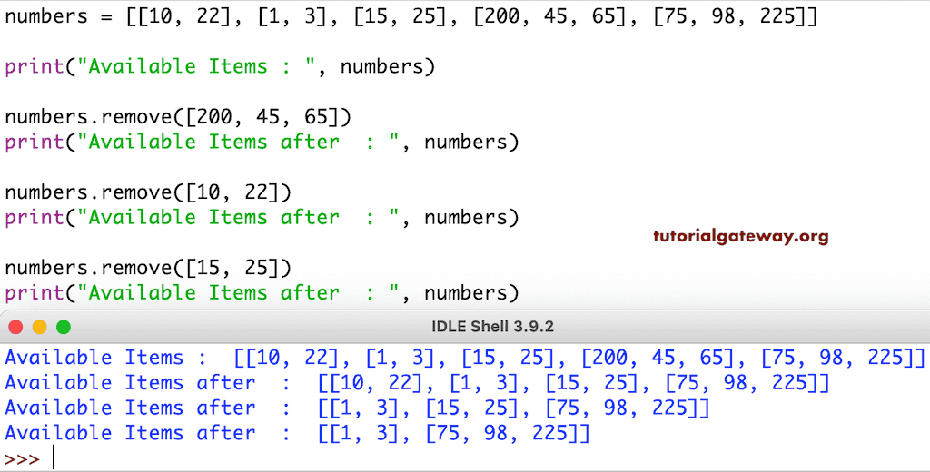 Python List Remove Method