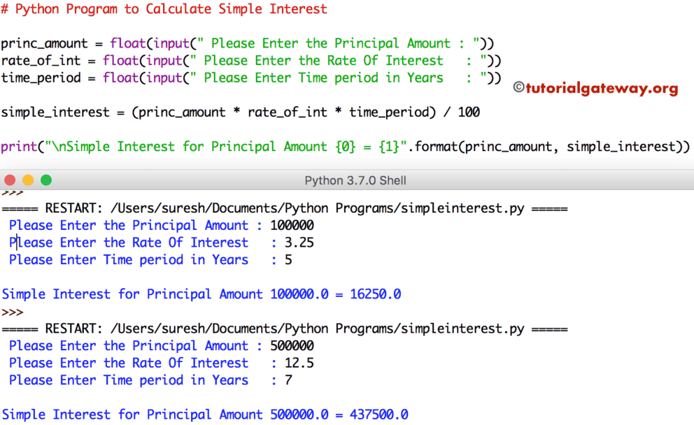 Python Program To Calculate Simple Interest