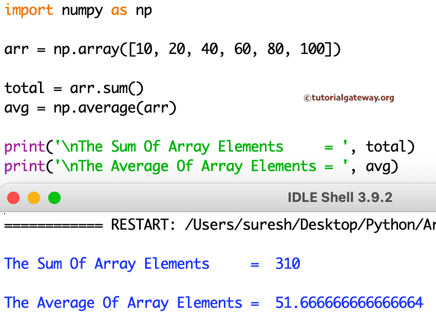 Python Program To Calculate The Average Of An Array