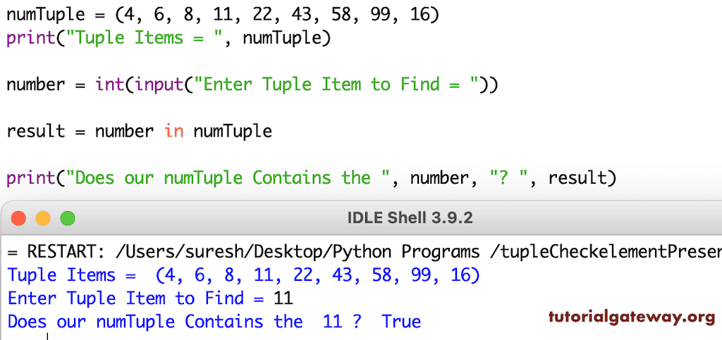 Python Program to Check Item exists in Tuple