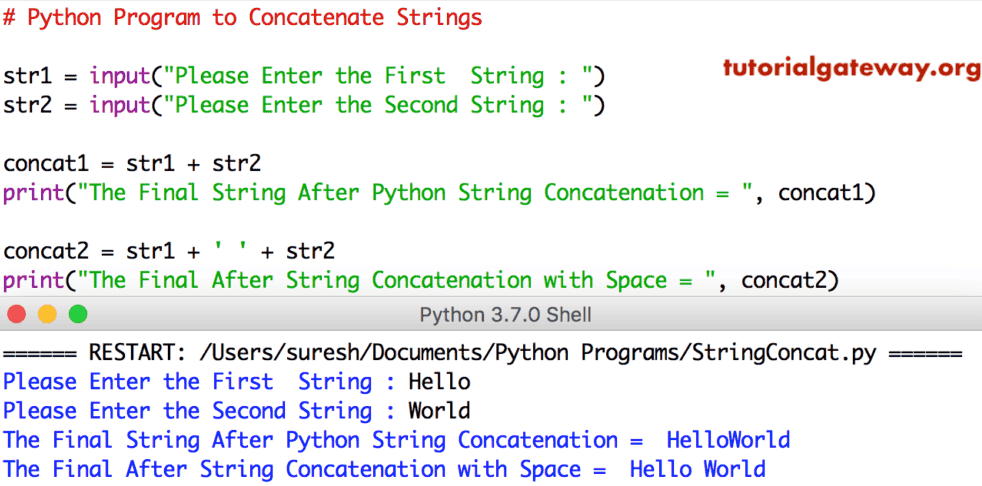 Python Program To Concatenate Strings