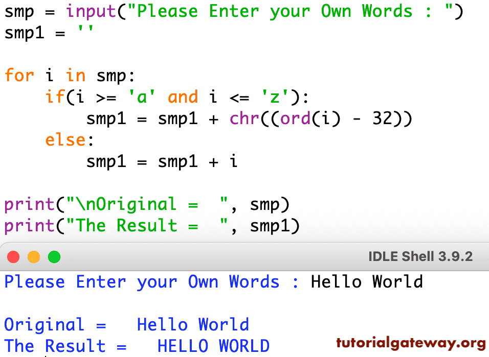Python Program To Convert String To Uppercase