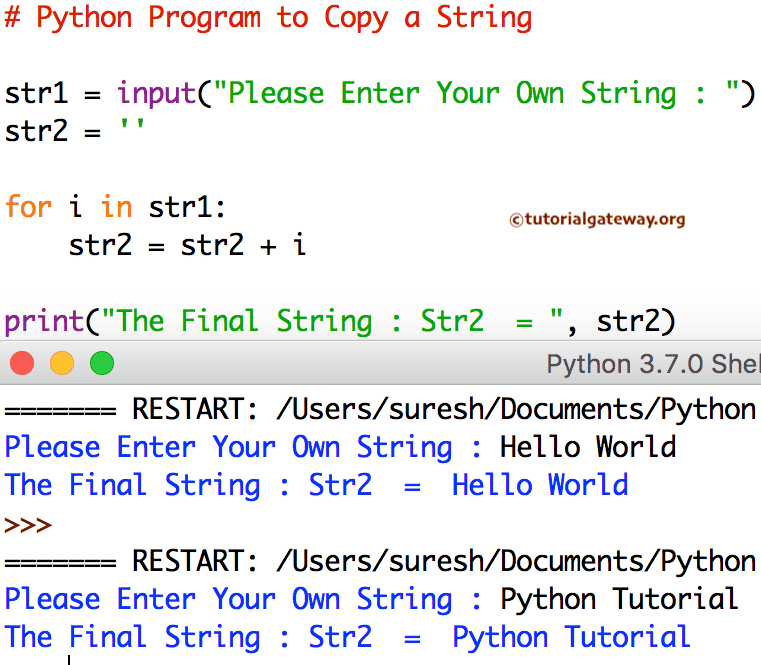 Python Program To Copy A String