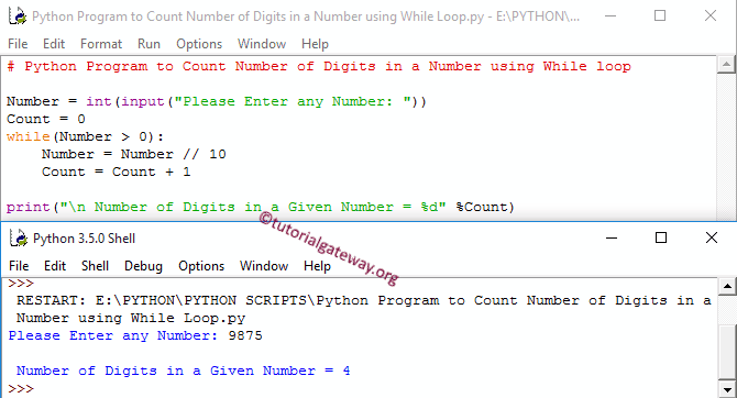 Python Program To Count Number Of Digits In A Number
