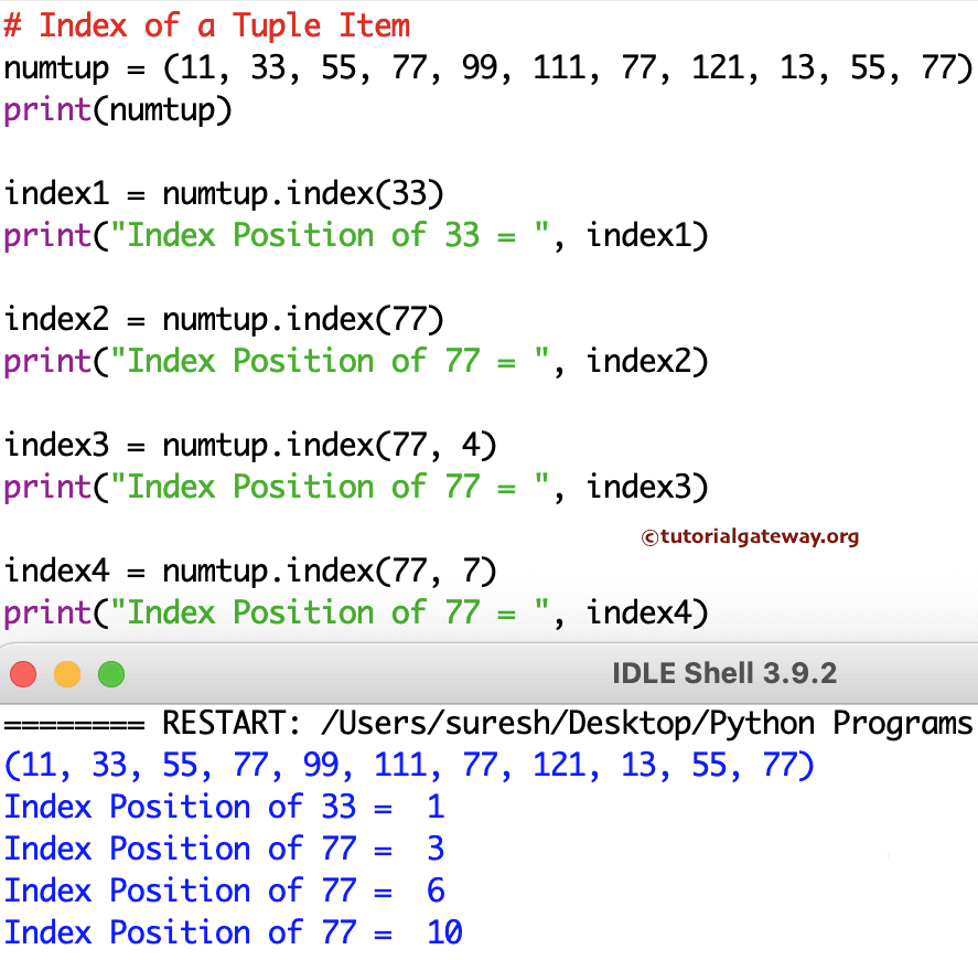 Python Program To Find Index Of A Tuple Item