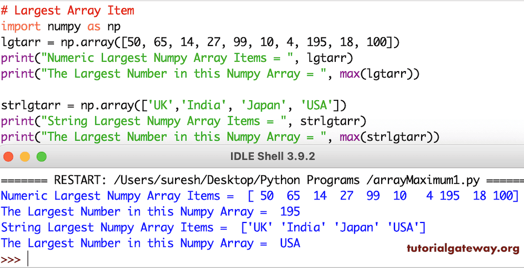 Python Program to Find Largest Number in an Array Python Program to Find Largest Number in an Array