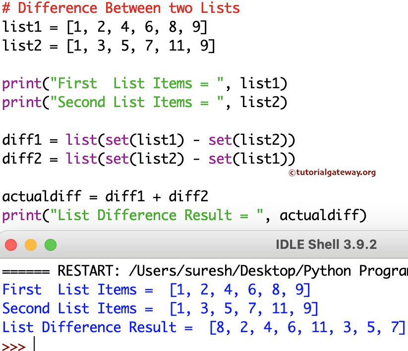 Python Program To Find List Difference Riset