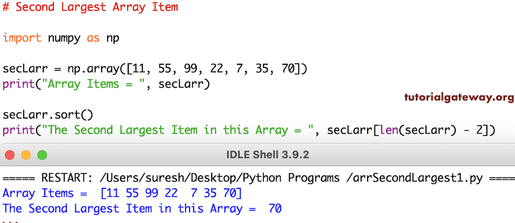 Python Program to Find Second Largest in an Array