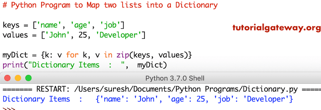 Python Program To Map Two Lists Into A Dictionary