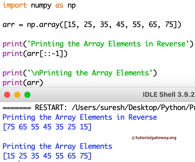Python Program To Print Array Elements In Reverse Order Python Program To Print Array Elements In Reverse Order