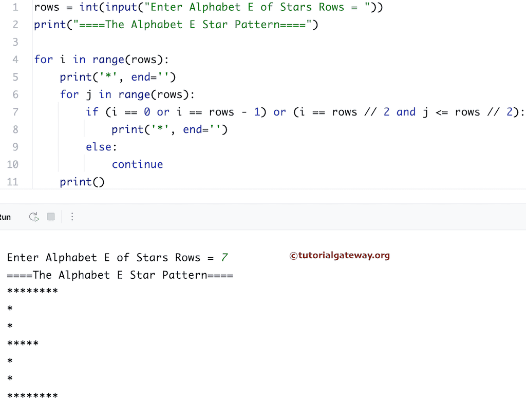 Python Program to Print E Star Pattern