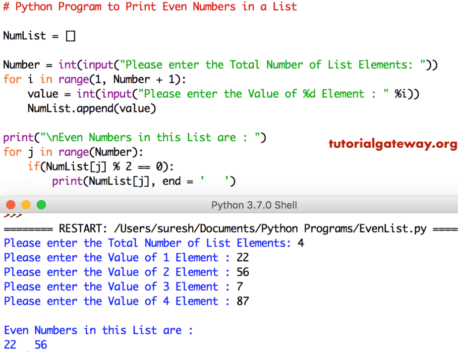 Python Program To Print Even Numbers In A List LaptrinhX