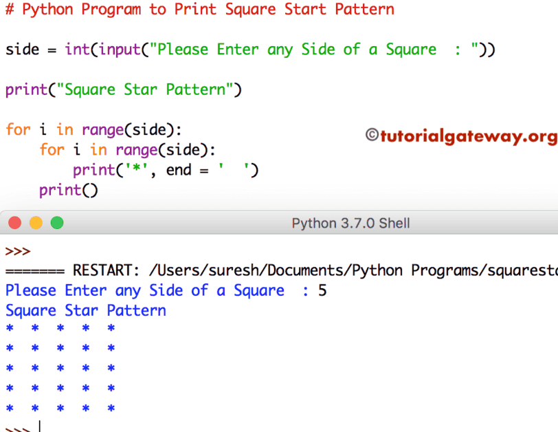 Python Program To Print Square Star Pattern LaptrinhX