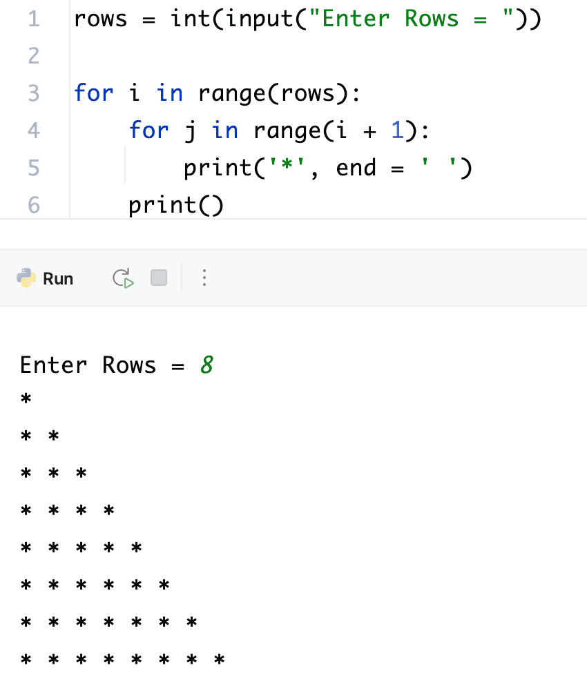Python Program To Print Triangle Pattern