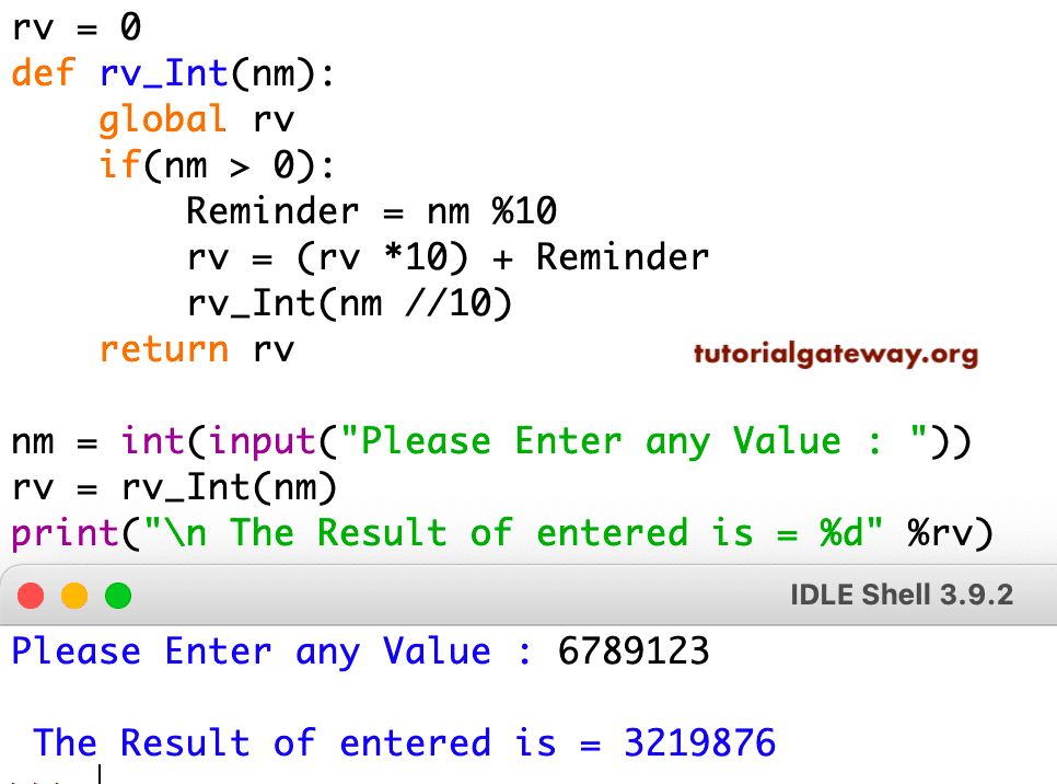 Python Program To Reverse A Number