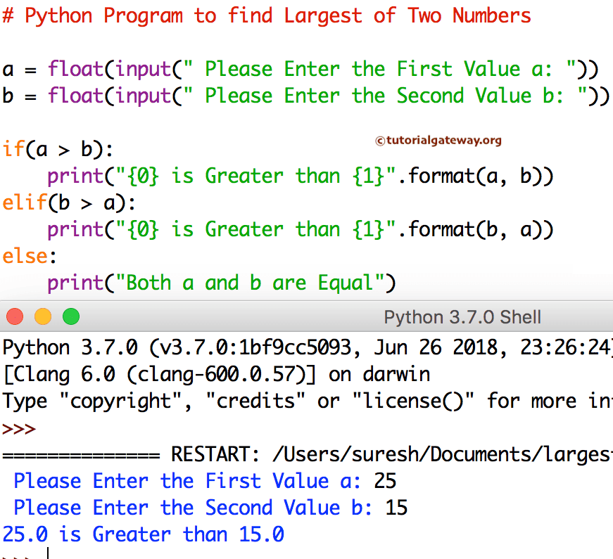 Python Program To Find Largest Of Two Numbers LaptrinhX