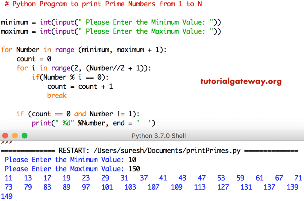 Python Program To Print Prime Numbers From 1 To 100 LaptrinhX