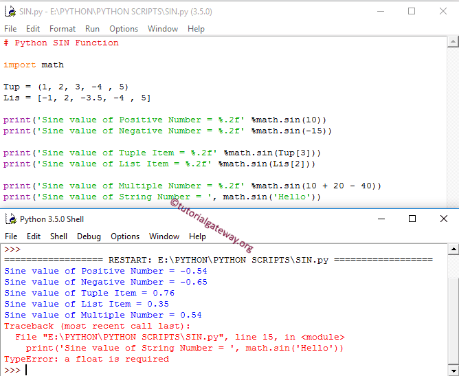 Python SIN Function