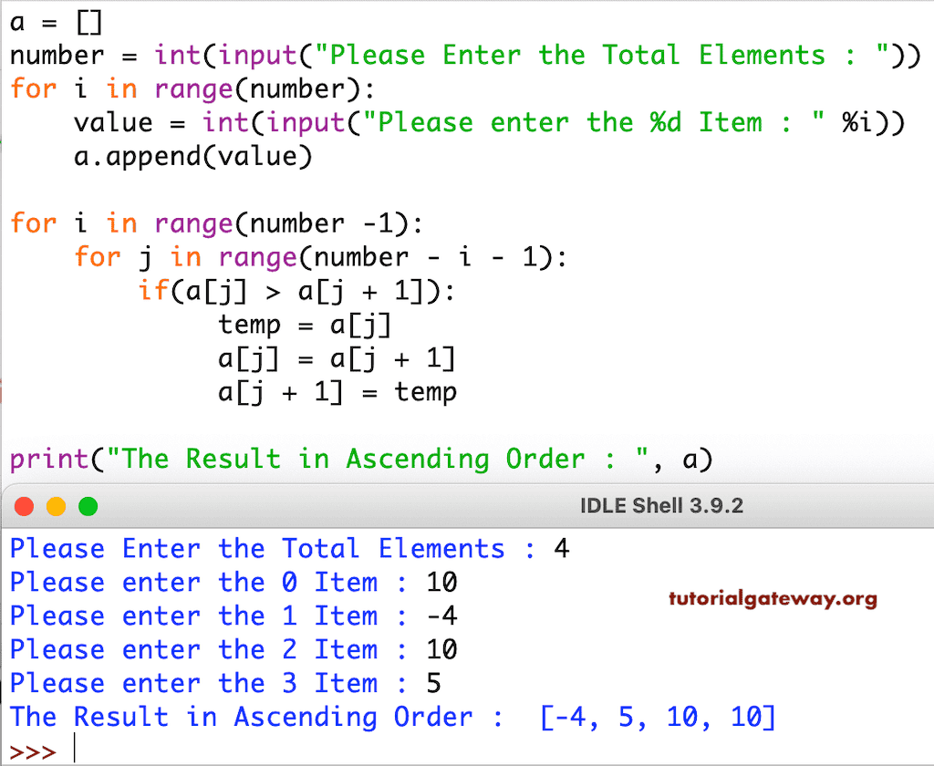 Python Program For Bubble Sort