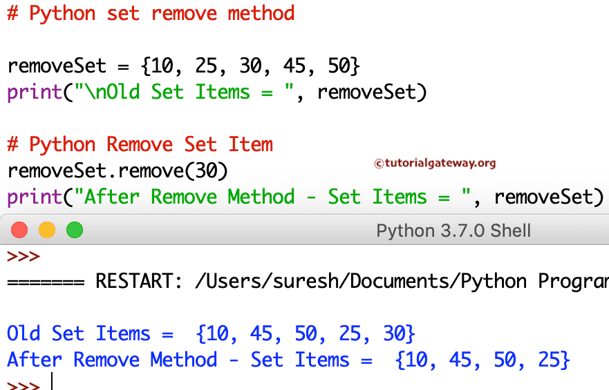 Python Set Remove Method