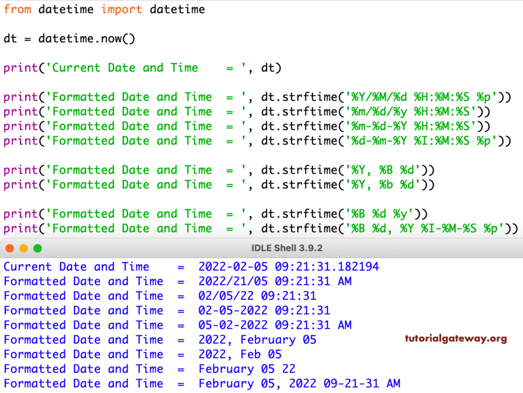 Python Strftime Function