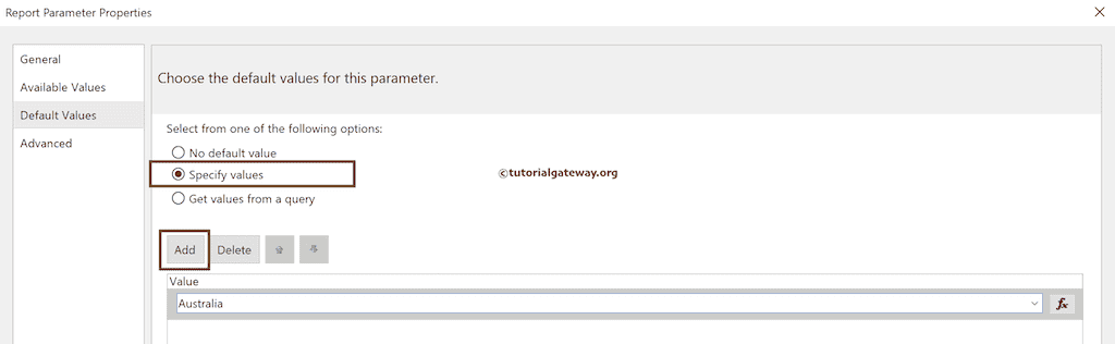 SSRS Report Parameter with Default Value SSRS Report Parameter with Default Value