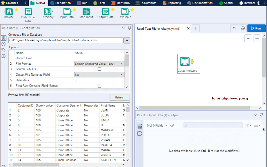 Read CSV File In Alteryx