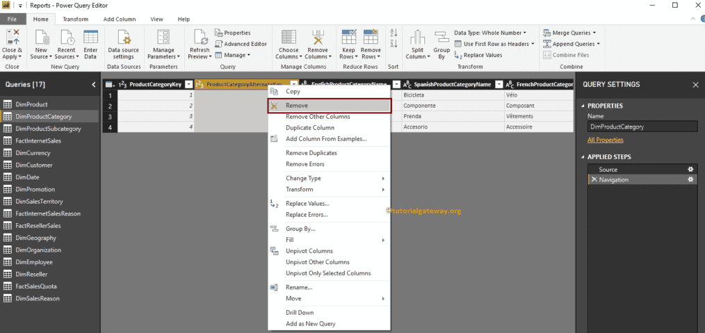 Remove Columns From Tables In Power BI