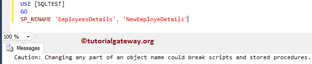 Rename Table Name And Column Name In SQL Server