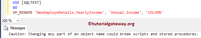 Rename Table Name And Column Name In SQL Server
