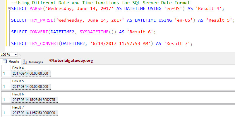 SQL DATE Format Using Convert Format Functions