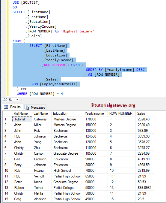 SQL Query To Find Nth Highest Salary