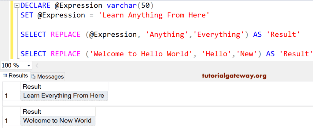 SQL REPLACE Function