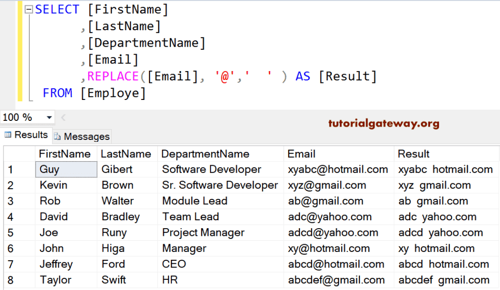 SQL REPLACE Function