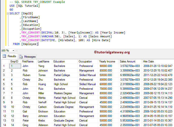 SQL TRY CONVERT