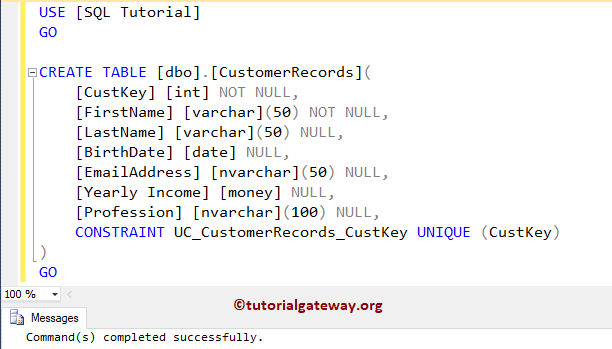 SQL Unique Constraint