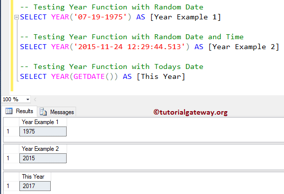 SQL YEAR Function
