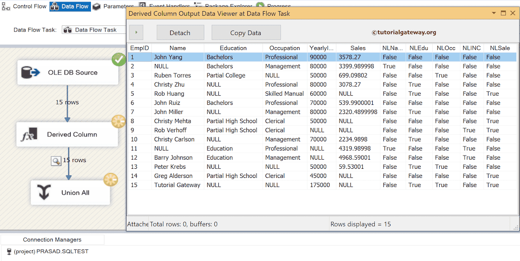 SSIS ISNULL Function