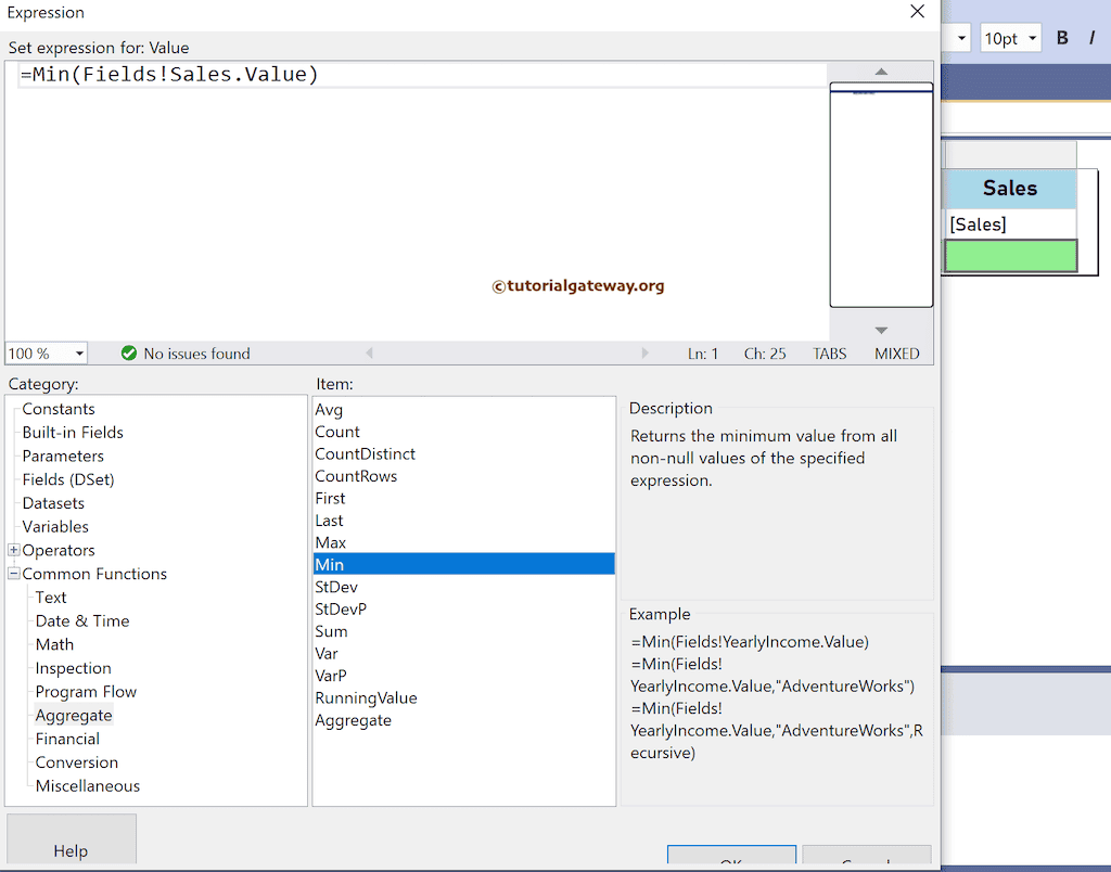 Ssrs Min Function 1636