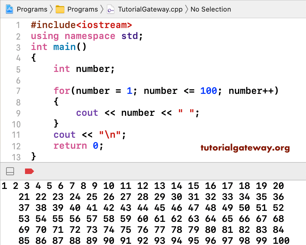 C Program To Print 1 To 100 Numbers Using Loop For Loop While Loop Images