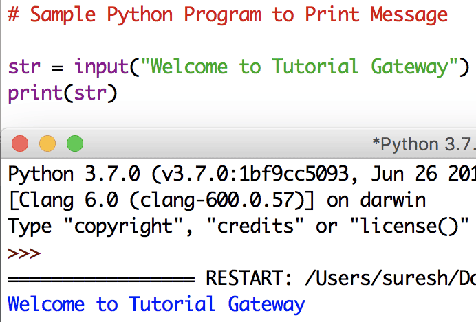 Sample Python Program To Print Hello World