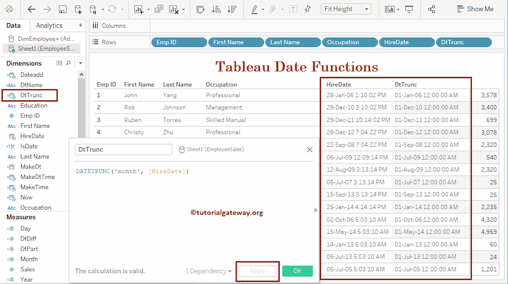 Tableau Date Functions LaptrinhX