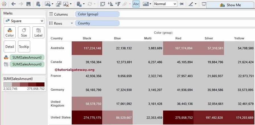 Tableau Heat Map
