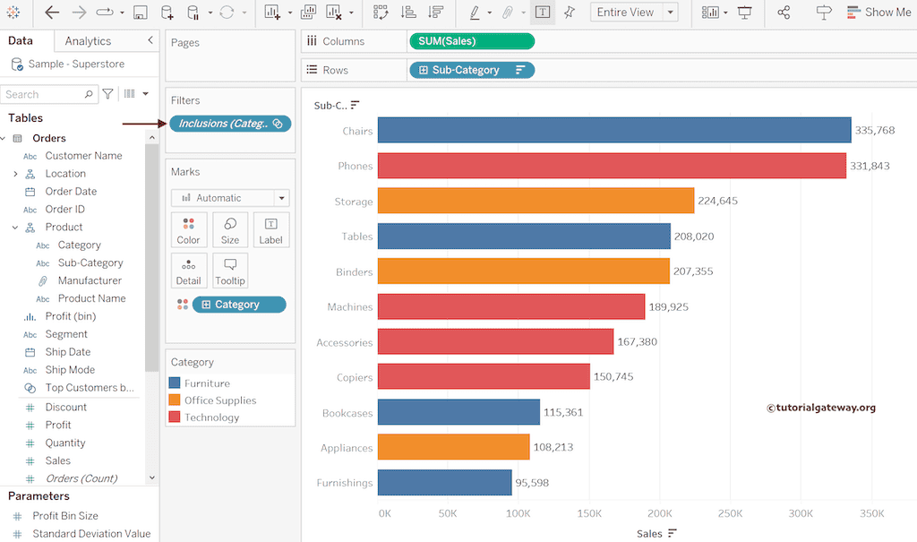 Tableau Keep and Exclude filter options