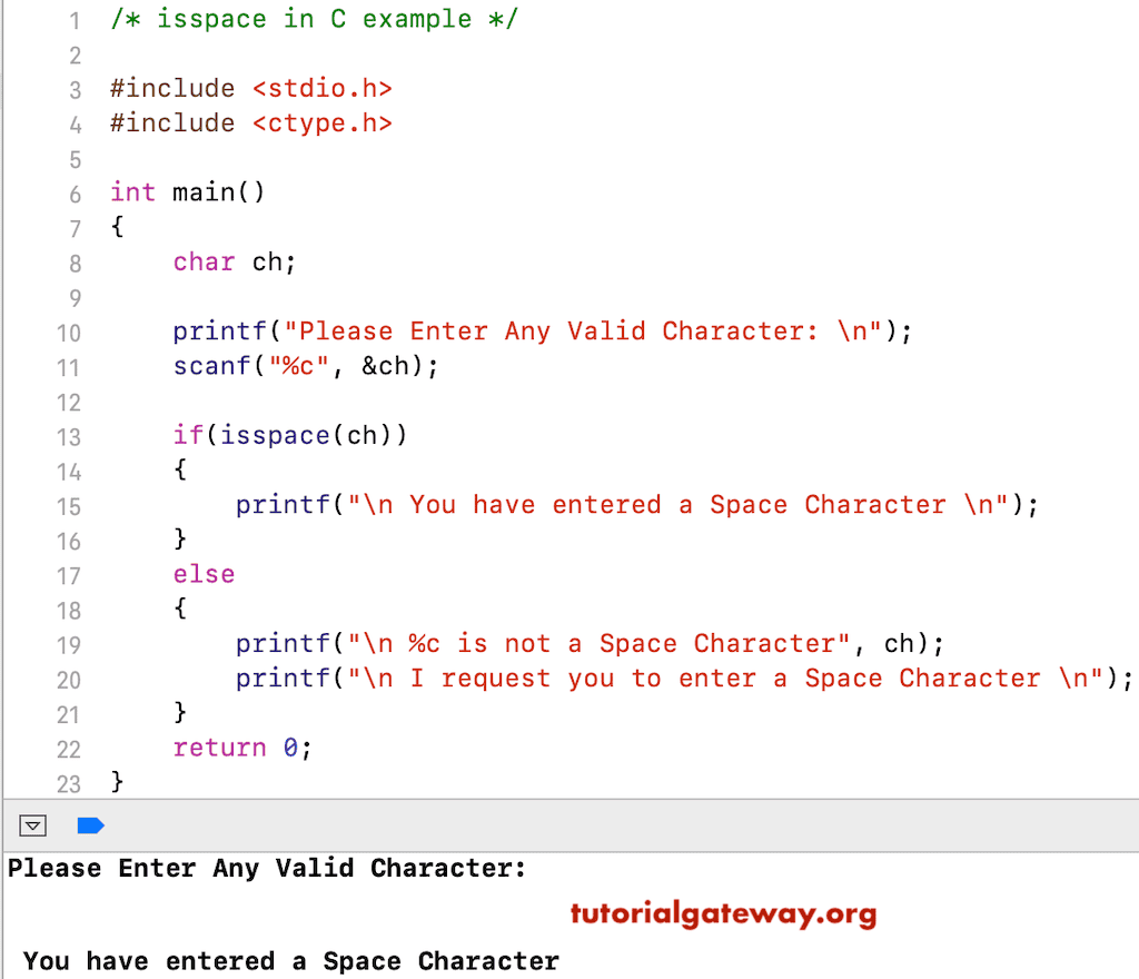 Isspace In C Programming